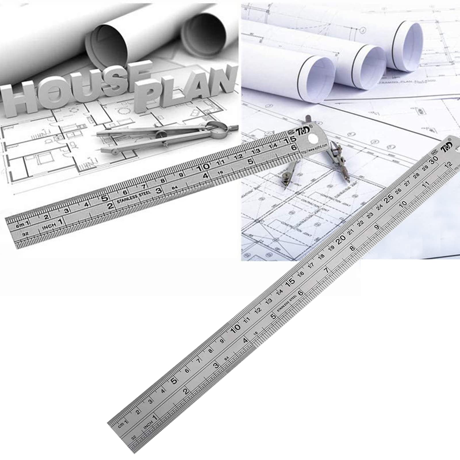 Mua Metal Ruler Set,6 inch Ruler and 12 inch Ruler. Ruler Inches and ...
