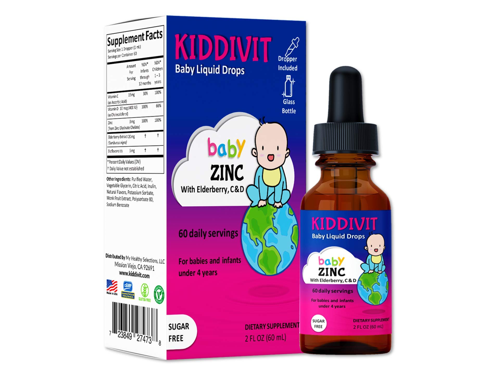 Mua Kiddivit Baby Zinc Liquid Drops with Elderberry, Vitamin D3 & C ...