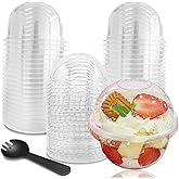 Amazon.com: ALMOXVYE 100 Pack 8 Oz Clear Plastic Cups with Dome Lids ...