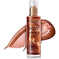 Amazon.com : AbluFirst Shimmer Body Oil 4 Colors Face Glitter Summer Body Makeup Moisturizing ...
