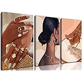 Amazon.com: EXCOOL CLUB Black Girl Wall Art - 12x16 Boho Black Women Wall Art Decor, Black Woman ...