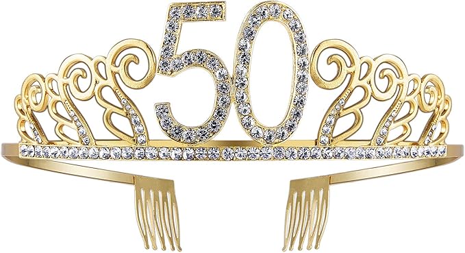 Crownguide Rhinestone Crystal Crowns 50th Birthday Tiara For Women ...