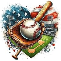Amazon.com: 5D DIY Diamond Art Painting American Flag Baseball 16x16 ...