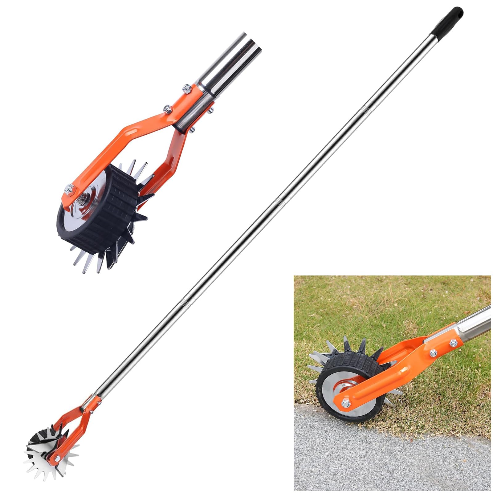 TOOVEM Portable Manual Lawn Edger, Wheeled Grass Edger Shear with ...