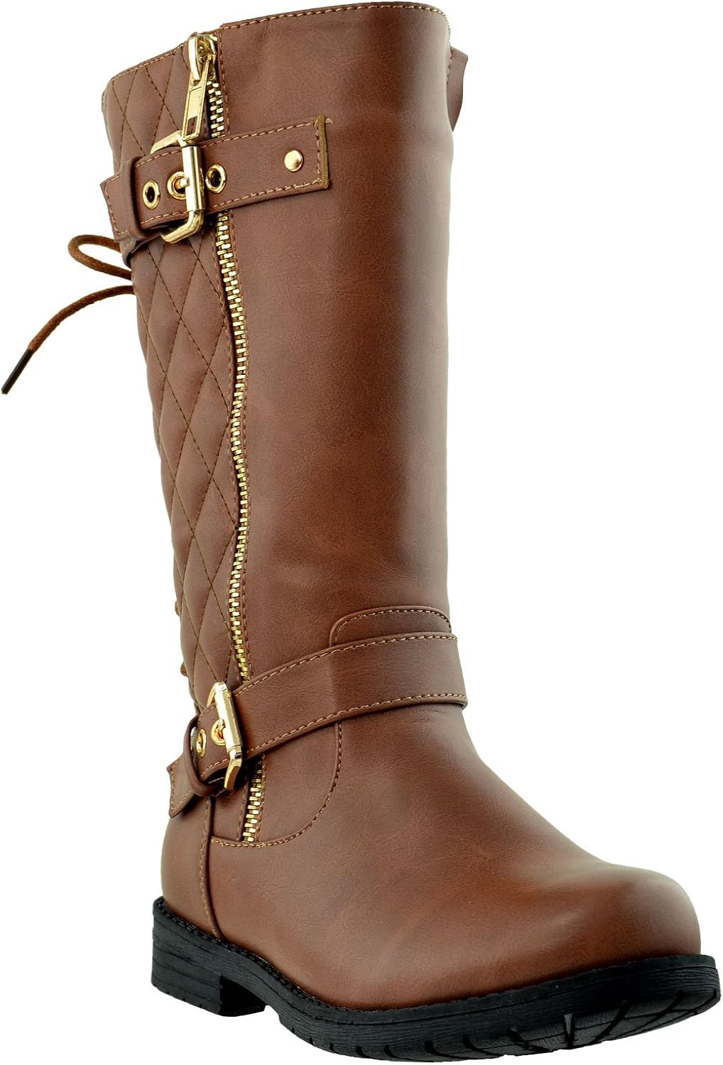 Amazon.com | KS & CO Kids Knee High Boots Lace Up Quilted Back Buckle ...