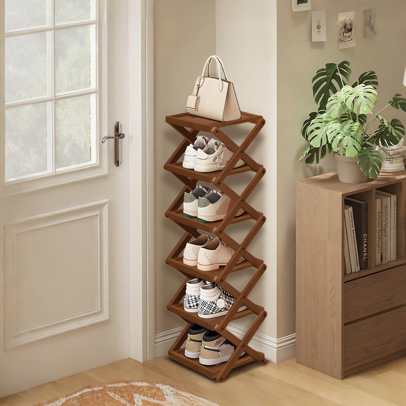 YYW Shoe Rack, Foldable Bamboo Shoes Shelf, Freestanding Shoe Storage ...