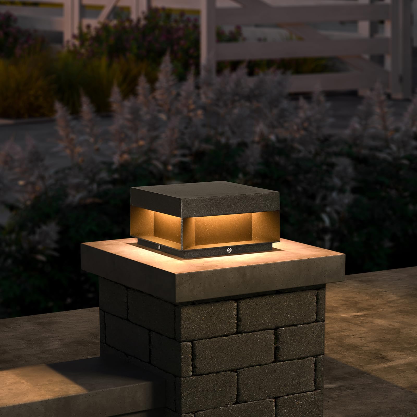 MVBT Outdoor Modern Post Light, 7.9" LED Column Pillar Lamp Fence Deck ...