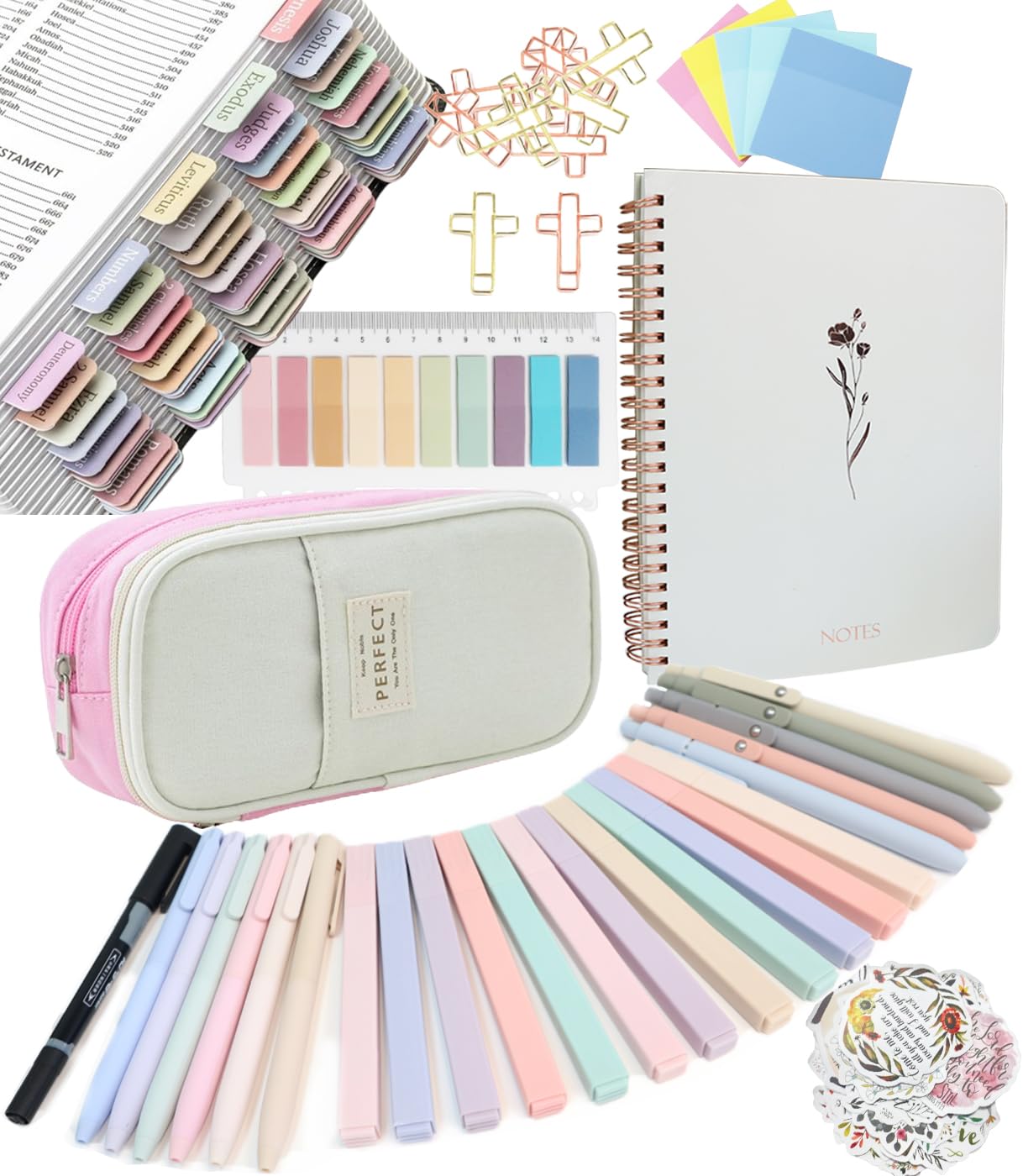 Bible Study Supplies Journaling Kit With Tabs, Highlighter, Notebook ...