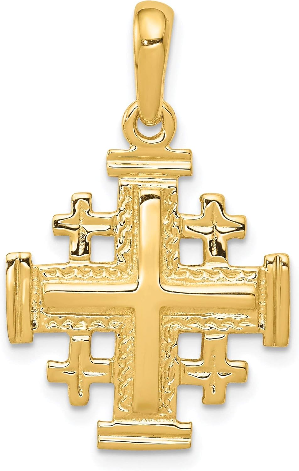Amazon.com: 14K Yellow Gold Jerusalem Cross Pendant Charm: Jewelry
