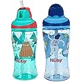Amazon.com: Nuby Thirsty Kids No-Spill Flip-it Printed Boost Cup with Thin Soft Straw - 12oz, 18 ...