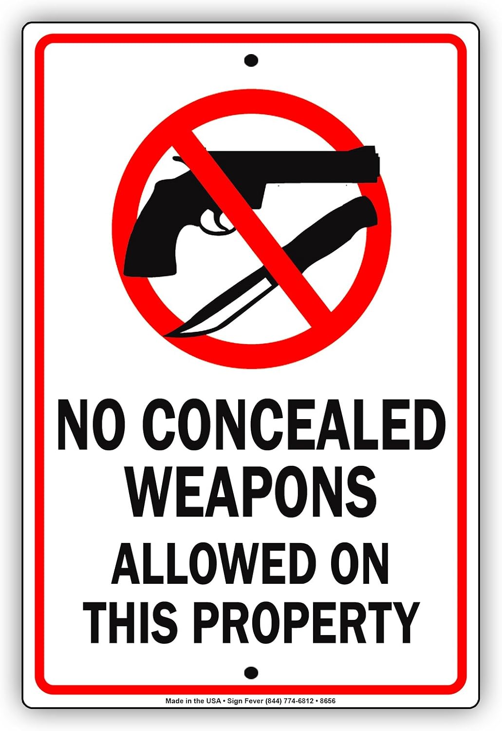 Amazon.com: No Concealed Weapons Allowed On This Property Guns Safety ...