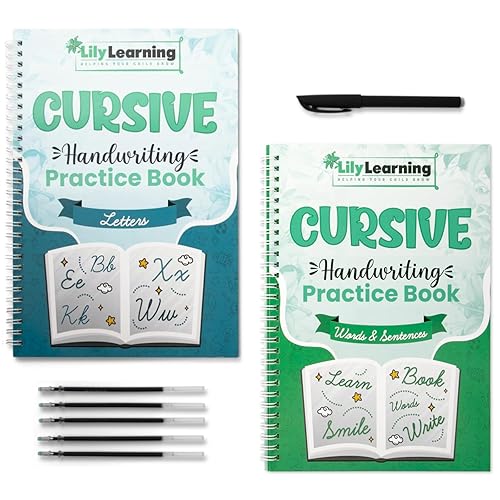 Cursive Handwriting Kit - Reusable Copybooks for Kids - Large Writing ...