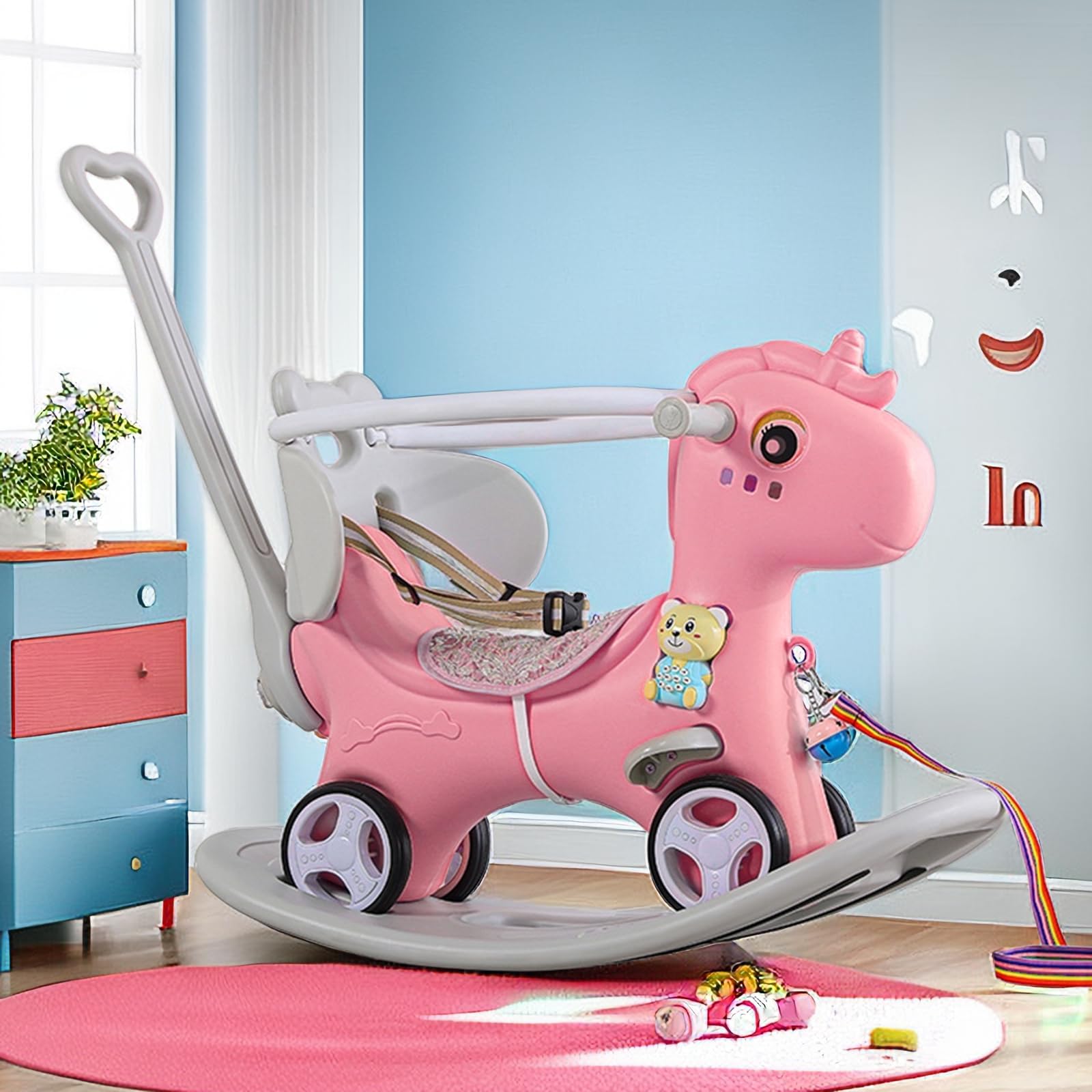 4 in 1 Rocking Horse for Toddlers 1-3 Years Old, Balance Bike Ride On ...
