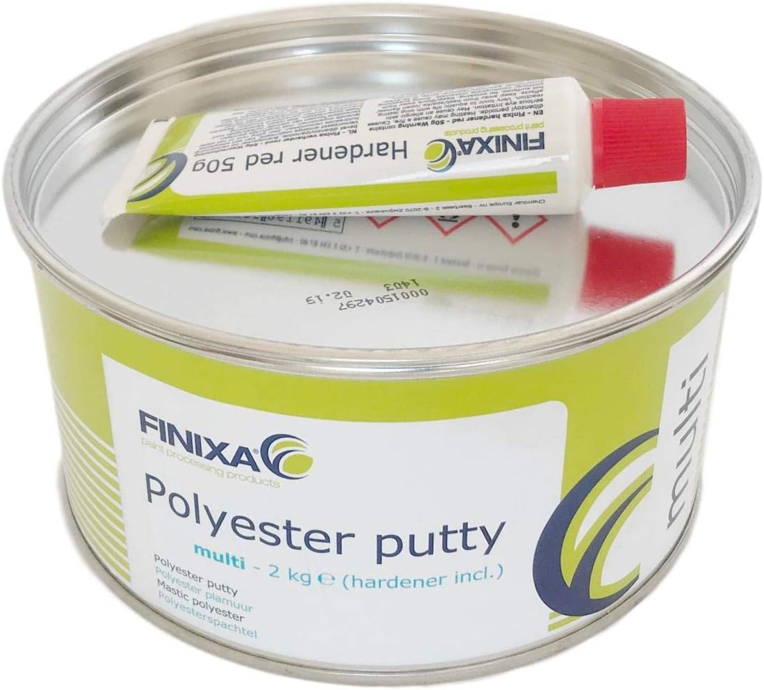 Universal-Kitt Polyester 2K Finish 2 kg + Härter Polyester Putty Multi ...