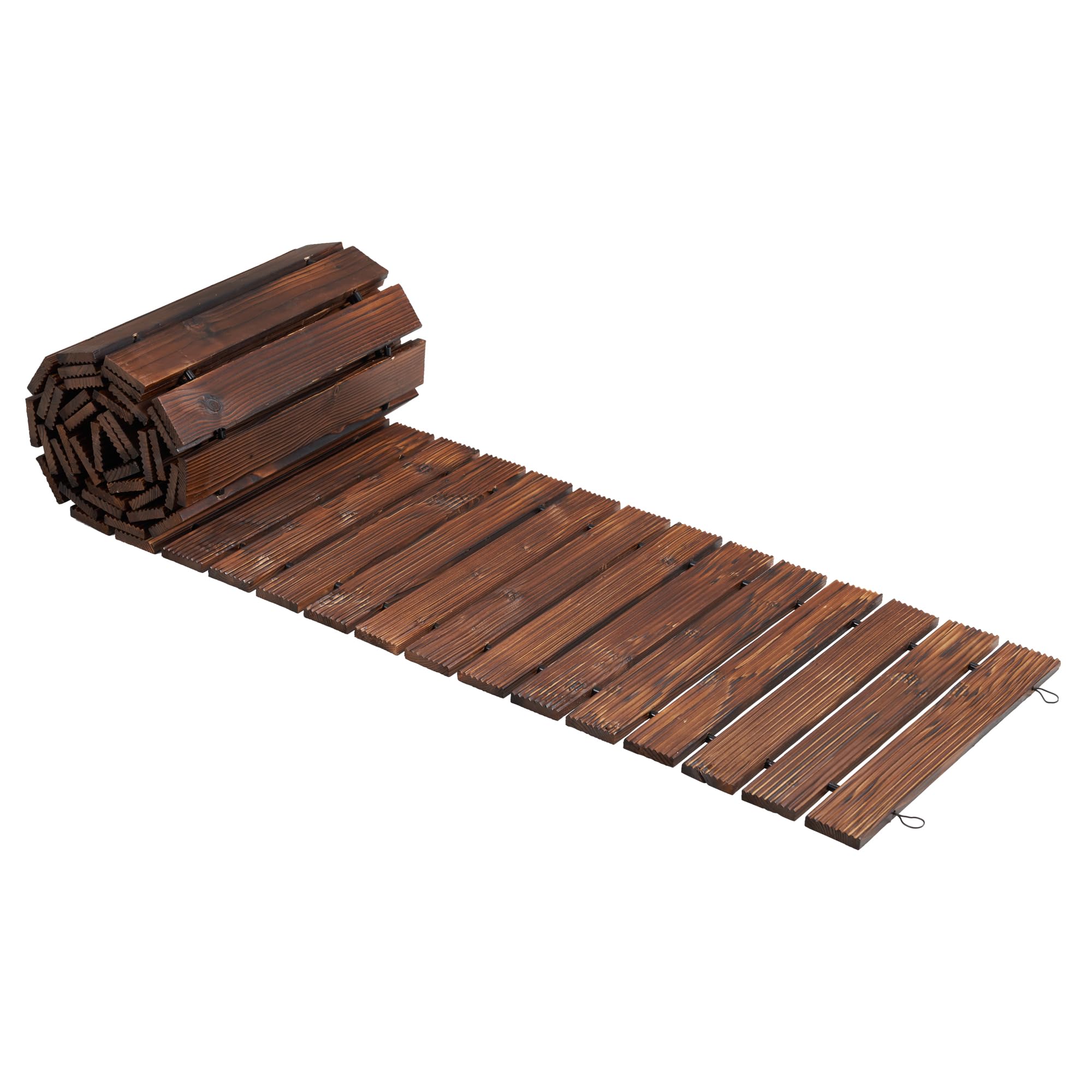Spurgehom 12FT Wooden Garden Pathway Straight Outdoor Walkway Roll Out ...