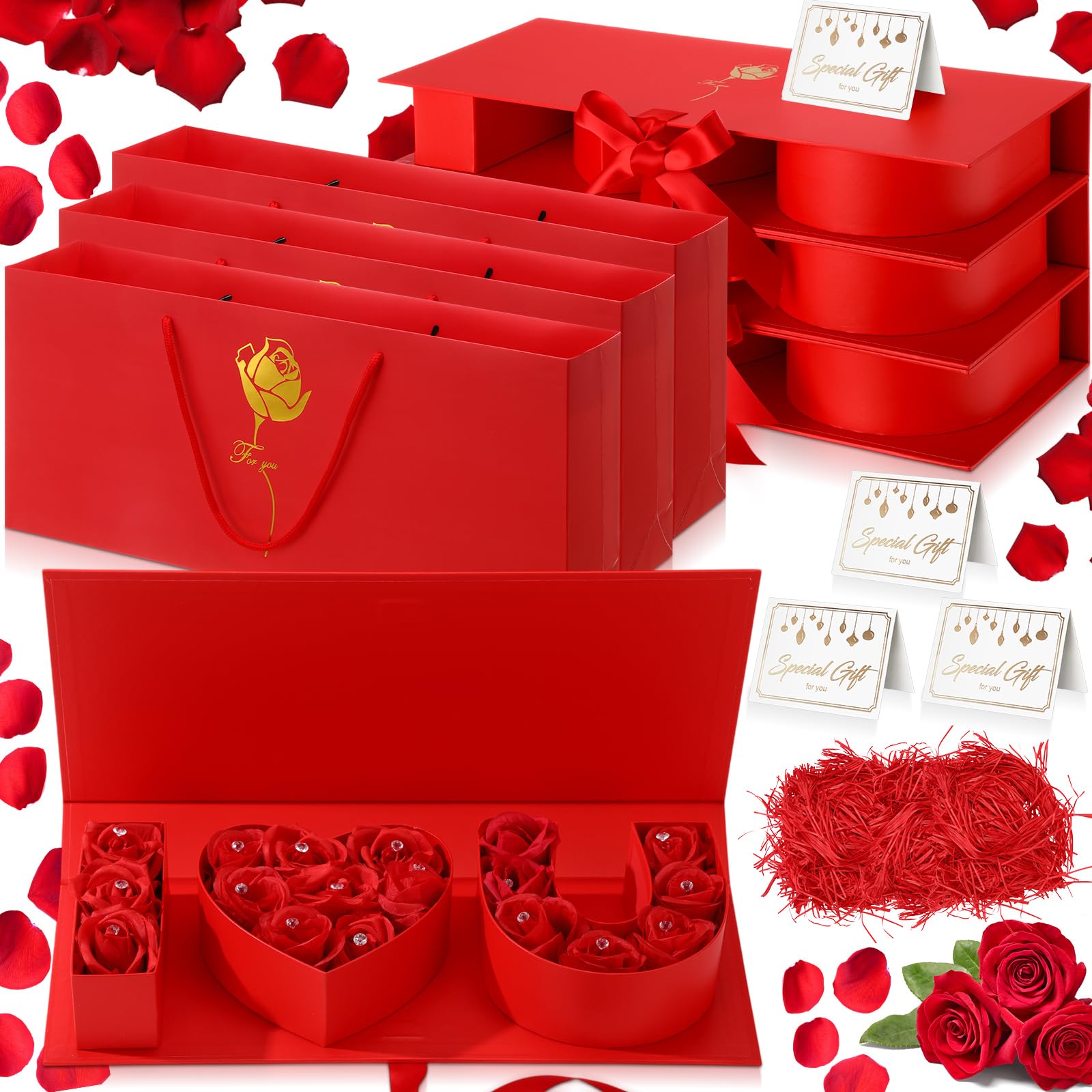 Gilprop 3 Set I Love You Box Cardboard 3 Fillable Flower Box 3 Bags 3 ...
