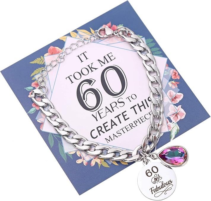 Amazon.com: Unique 60th Birthday Gifts Bracelet for Women Fabulous 60 ...