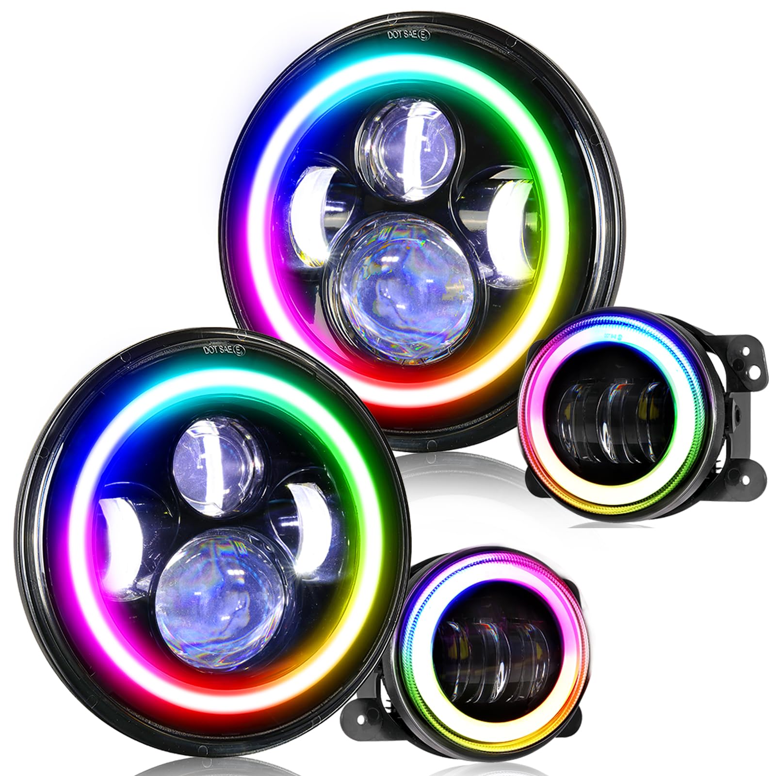 Mua Auxbeam 7" Round RGB LED Lights with Amber Turn Signal Light + 4 ...