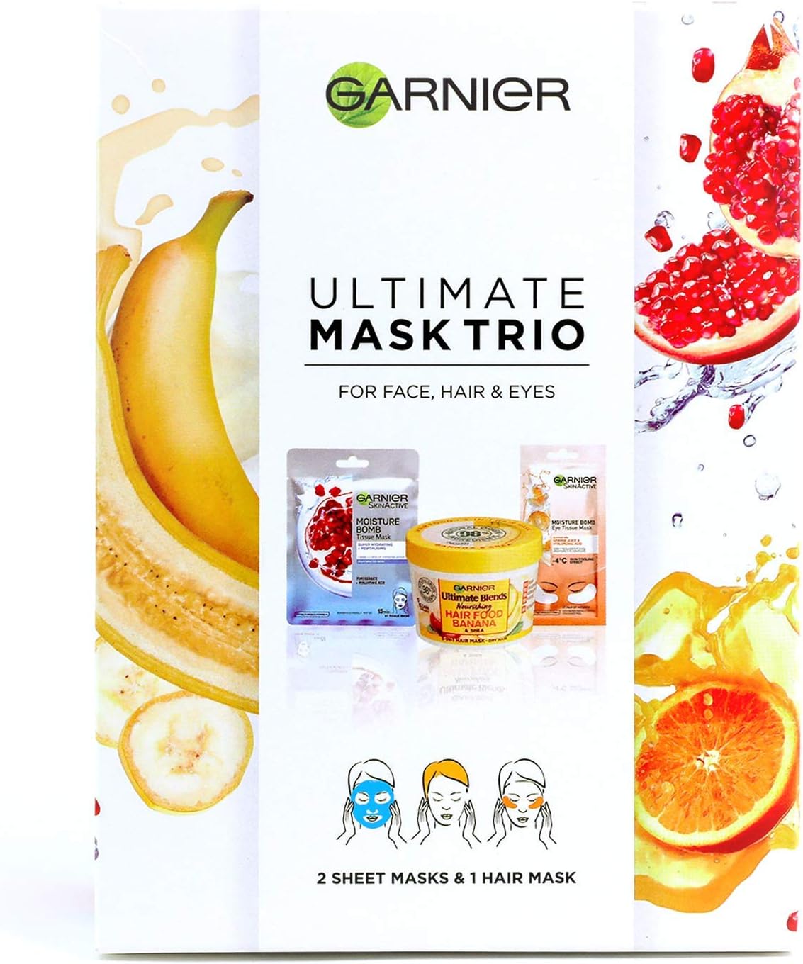 Garnier Ultimate Mask Trio for Face, Hair and Eyes Gift Set For Her ...