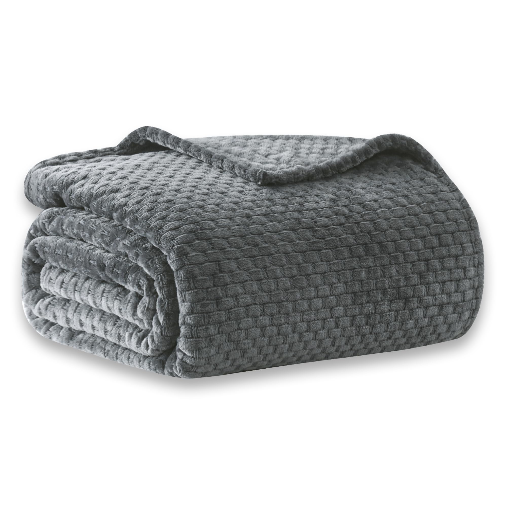 COOVA Cozy Soft King Fleece Blanket for Couch - 3D Jacquard Comfy Blankets Lightweight Plush ...