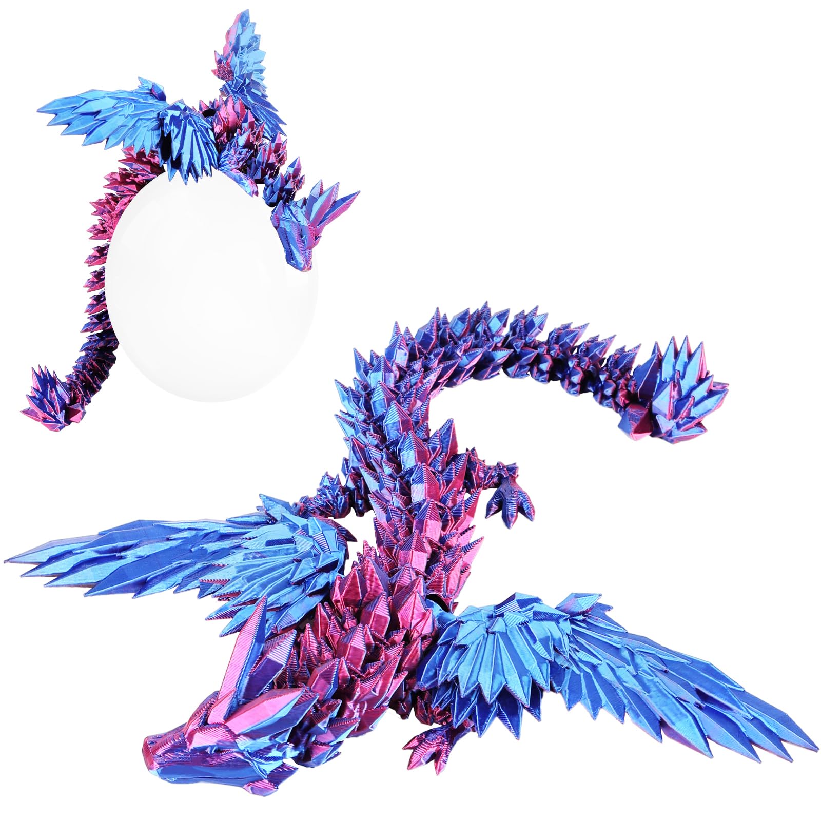 SUMLAND 3D Printed Dragon with Wings Flying,Crystal Wing Dragon Fidget ...