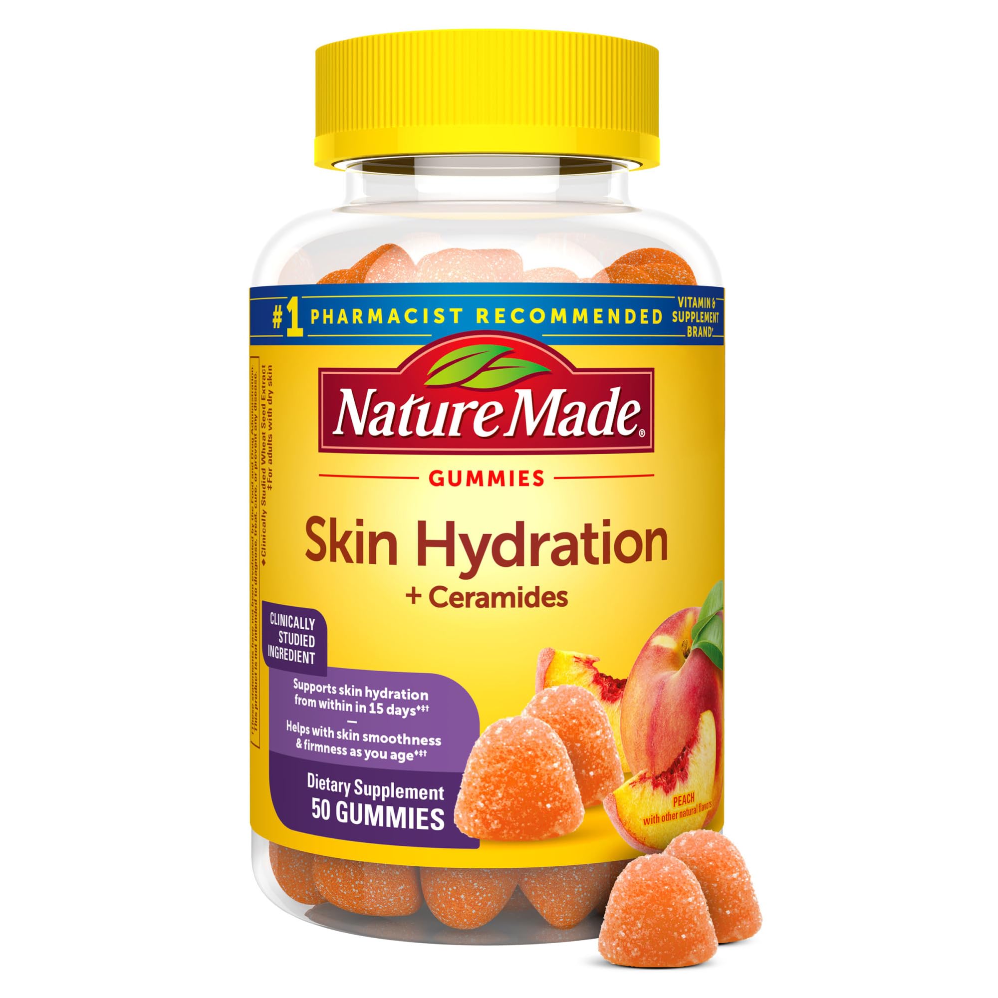 Nature Made Skin Hydration Gummies Plus Plant-Sourced Ceramides ...