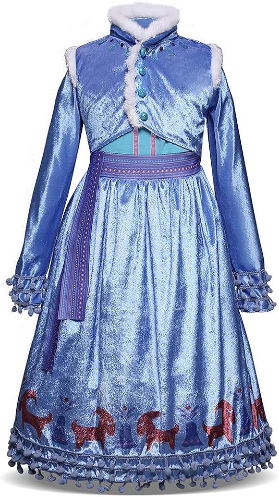 FYMNSI Girls Elsa Anna Costume Dress Party Outfit Fancy Dress Up Snow ...