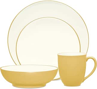 Amazon.com | Noritake Colorwave Mustard 4-Piece Coupe Place Dinnerware ...