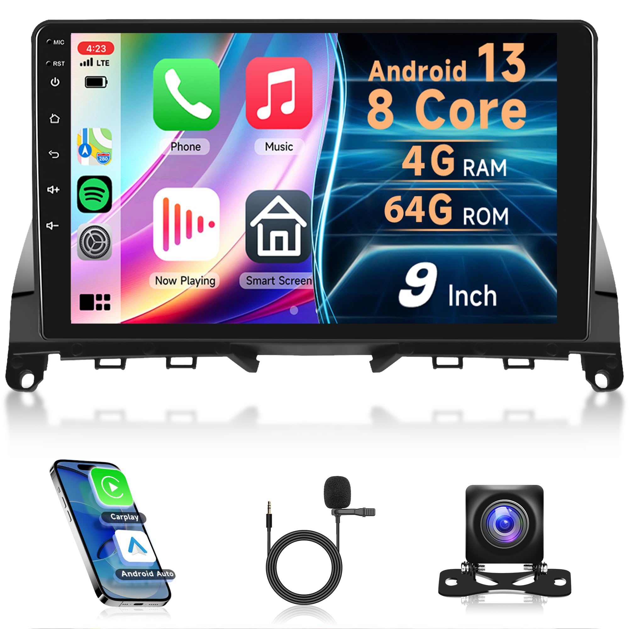 8 Core 4G+64G Android 13 Car Radio Stereo Wireless Carplay Android auto for Mercedes Benz C ...