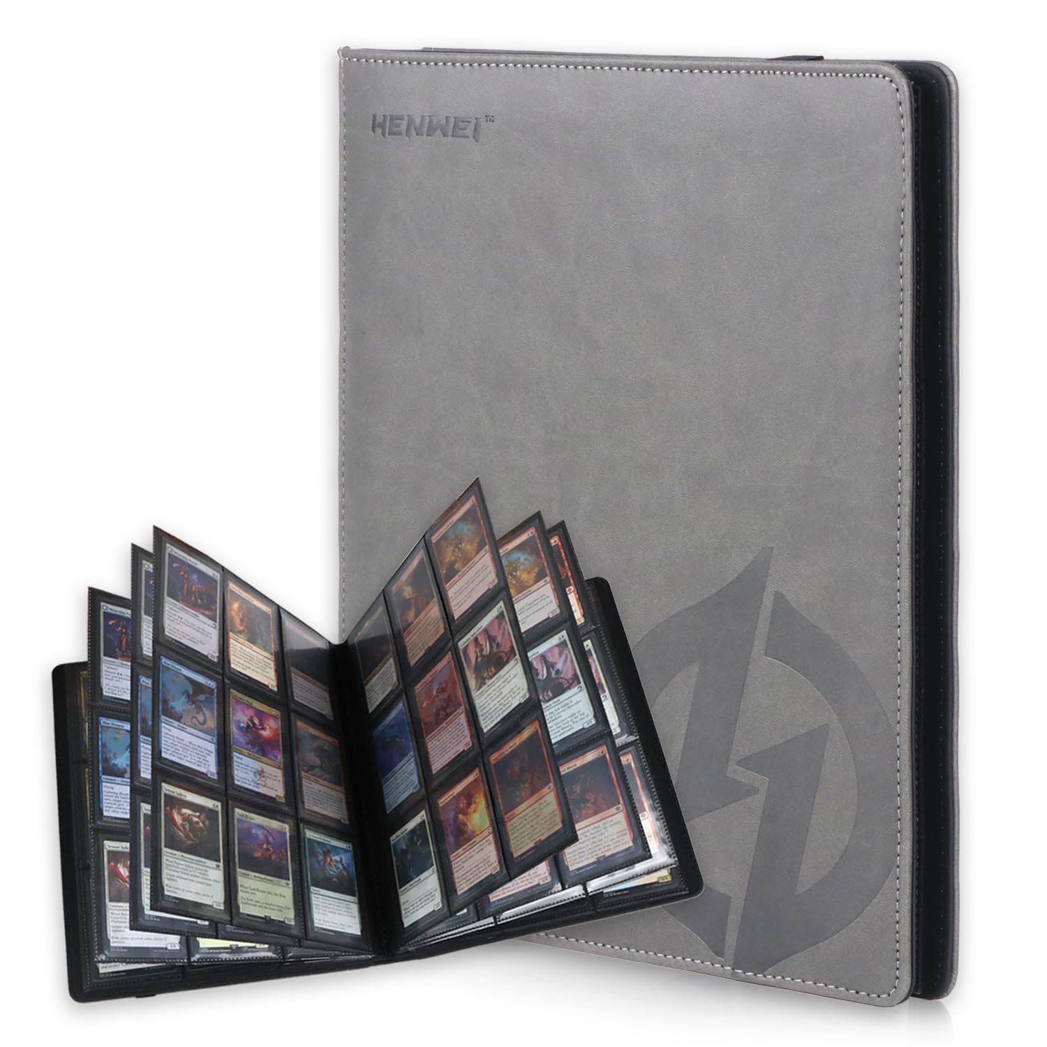 9 Pocket Ringless Card Binder,360 Side Loading Collector Binder,PU ...