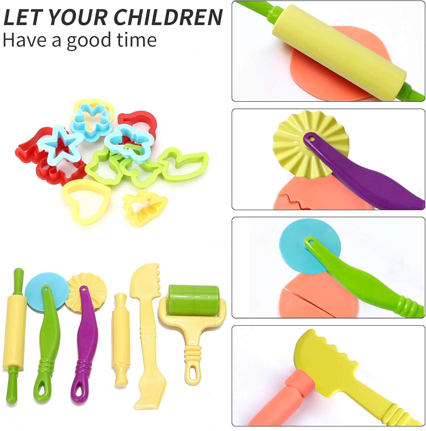 Clay Dough Tools, Playdough Sets Rollers Molds Plastic for Kids Play ...