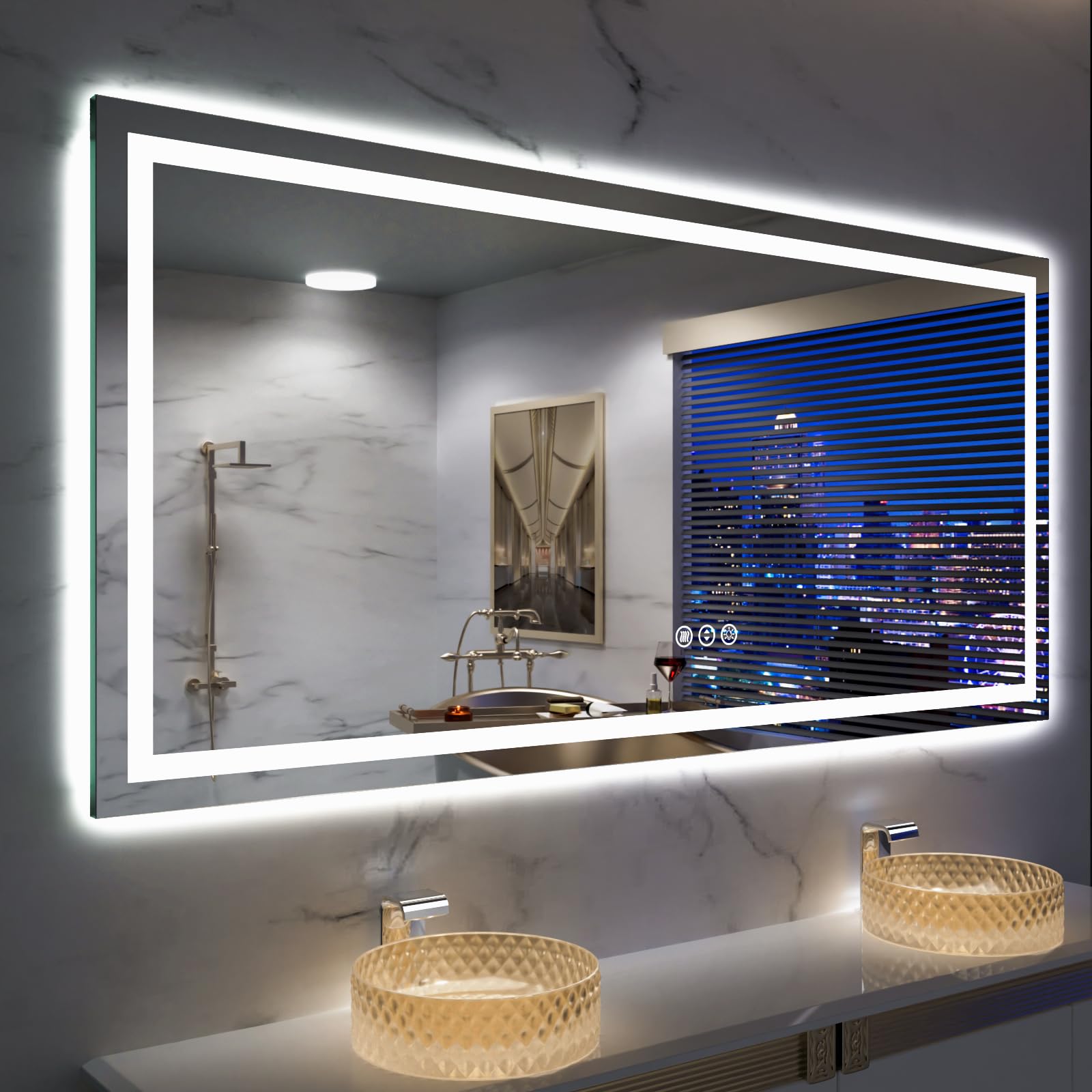 Amorho 72''x 40'' LED Mirror for Bathroom with Front and Backlight ...