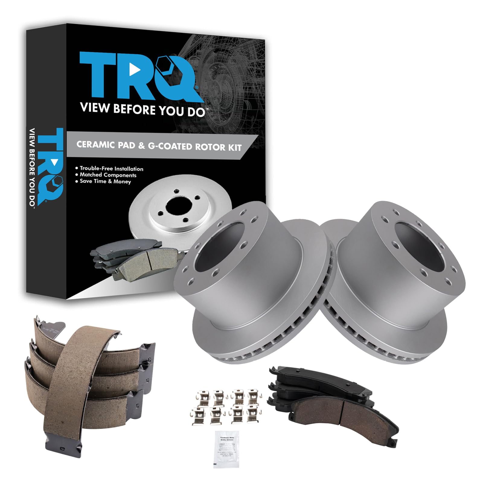 TRQ Rear Brake Pad & Rotor Kit Brake Pads Brake Rotor Parking Brake ...