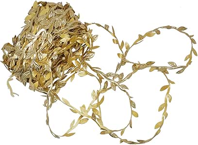 Gnognauq Gold Leaf Ribbon Leaf Trim Ribbon Artificial Gold Leaf Ribbon ...