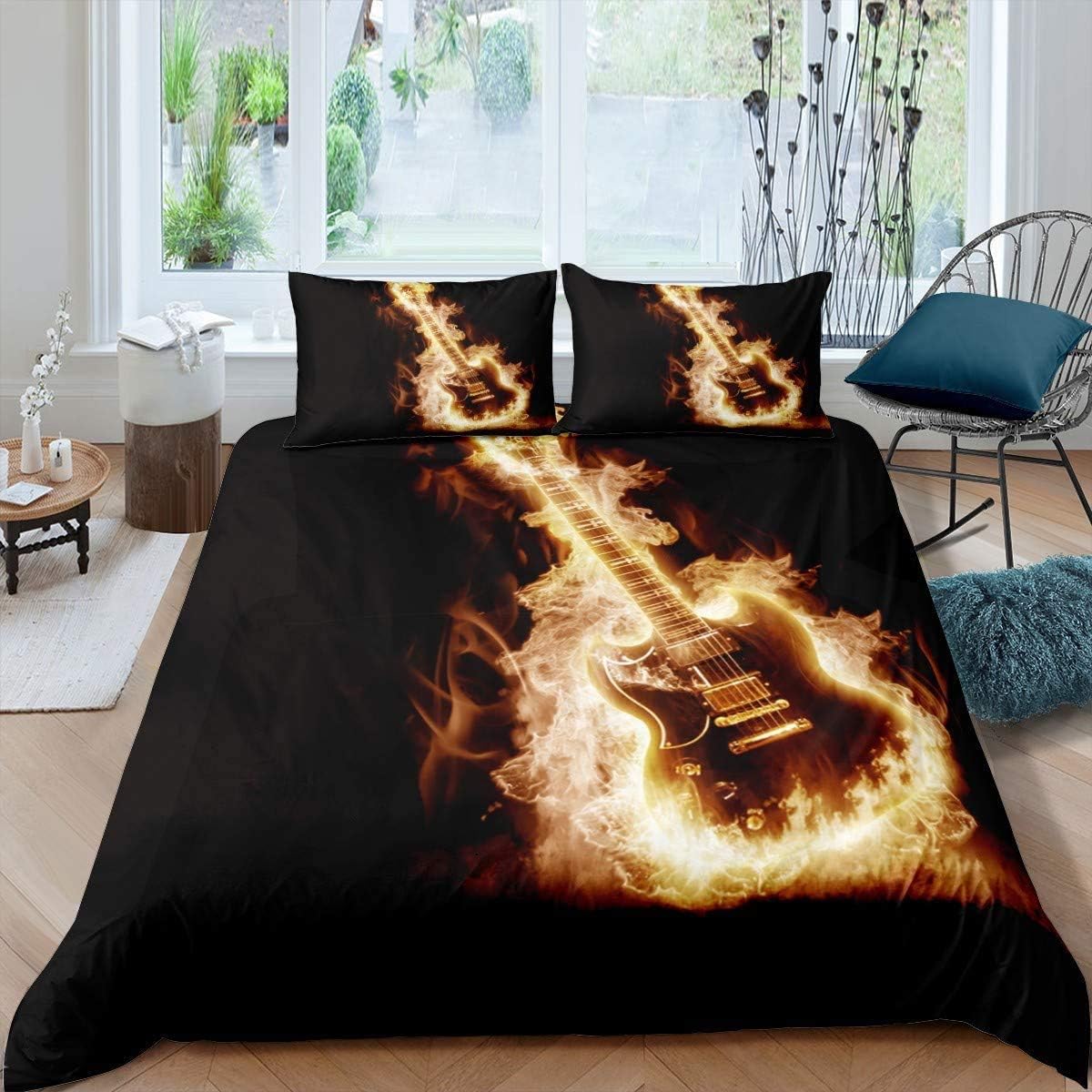 Amazon.com: Erosebridal 3D Electric Guitar Bedding Set Full Size ...