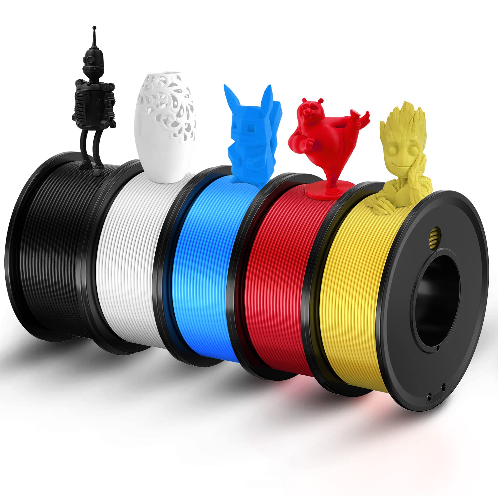 Haosegd 3D Printer Filament PLA 1.75mm 3-D Printing Materials 5 Colors ...