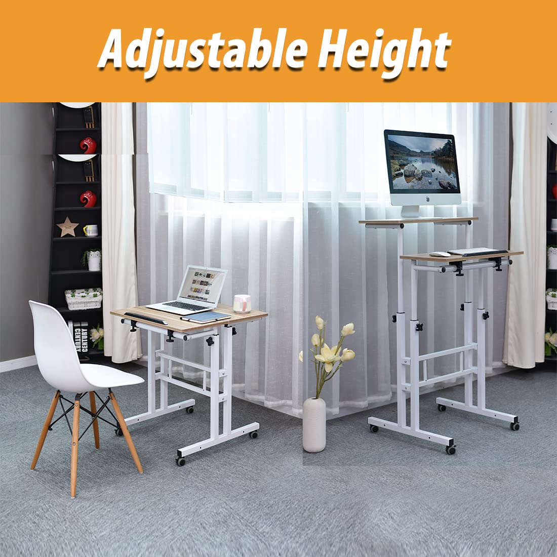 Mua AIZ Double Table Adjustable Computer Desk, Mobile Standing Desk ...