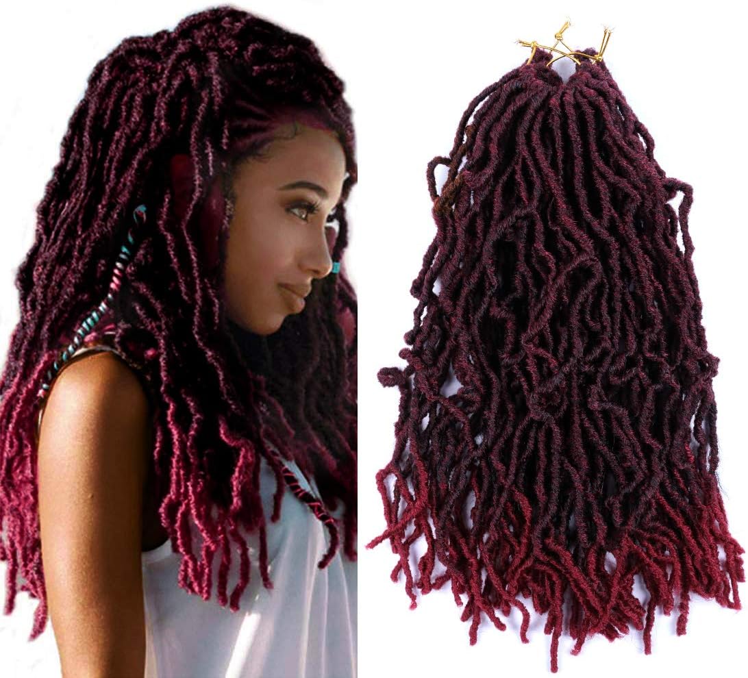 18 inch 6 Packs Nu Locs Faux Locs Crochet Hair Pre Looped Goddess Faux ...
