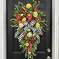 Amazon.com: Spring Teardrop Swag Floral Wreath for Front Door, Floral ...