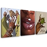 Amazon.com: Sdmikeflax Black Gold African American Woman Canvas Wall Art, Fashion Golden ...