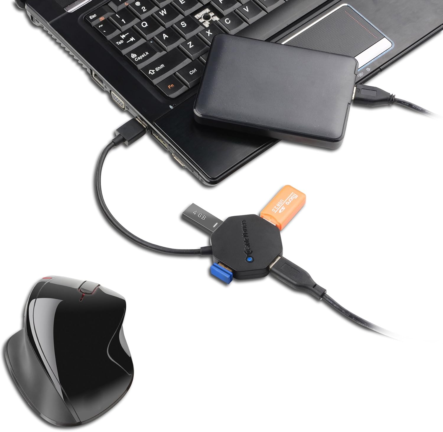 Cable Matters Ultra Mini 4 Port USB Hub (Mini USB 3 Hub, Mini USB Hub ...