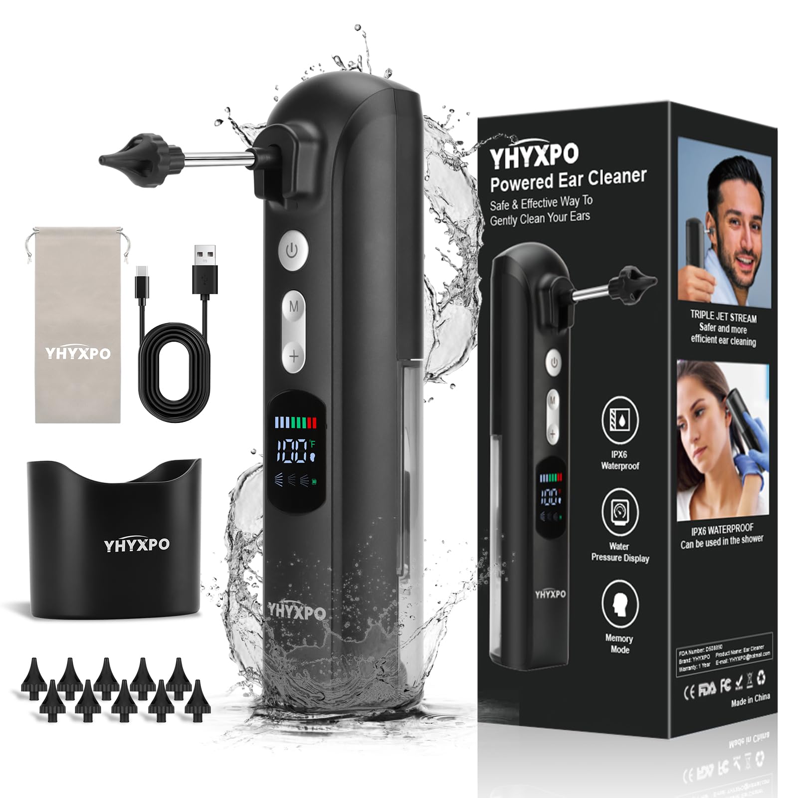 Electric Ear Wax Removal Kit - Water Powered Ear Cleaner with Smart ...