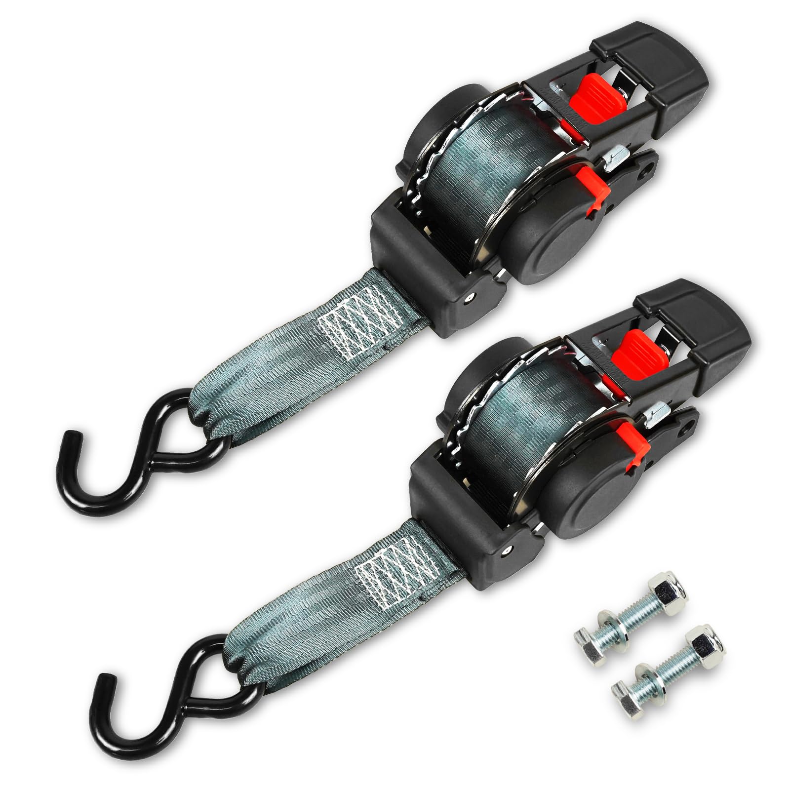 ANLULOAD 2 Packs Retractable Ratchet Straps (1.5in x 12.3ft),Cargo ...