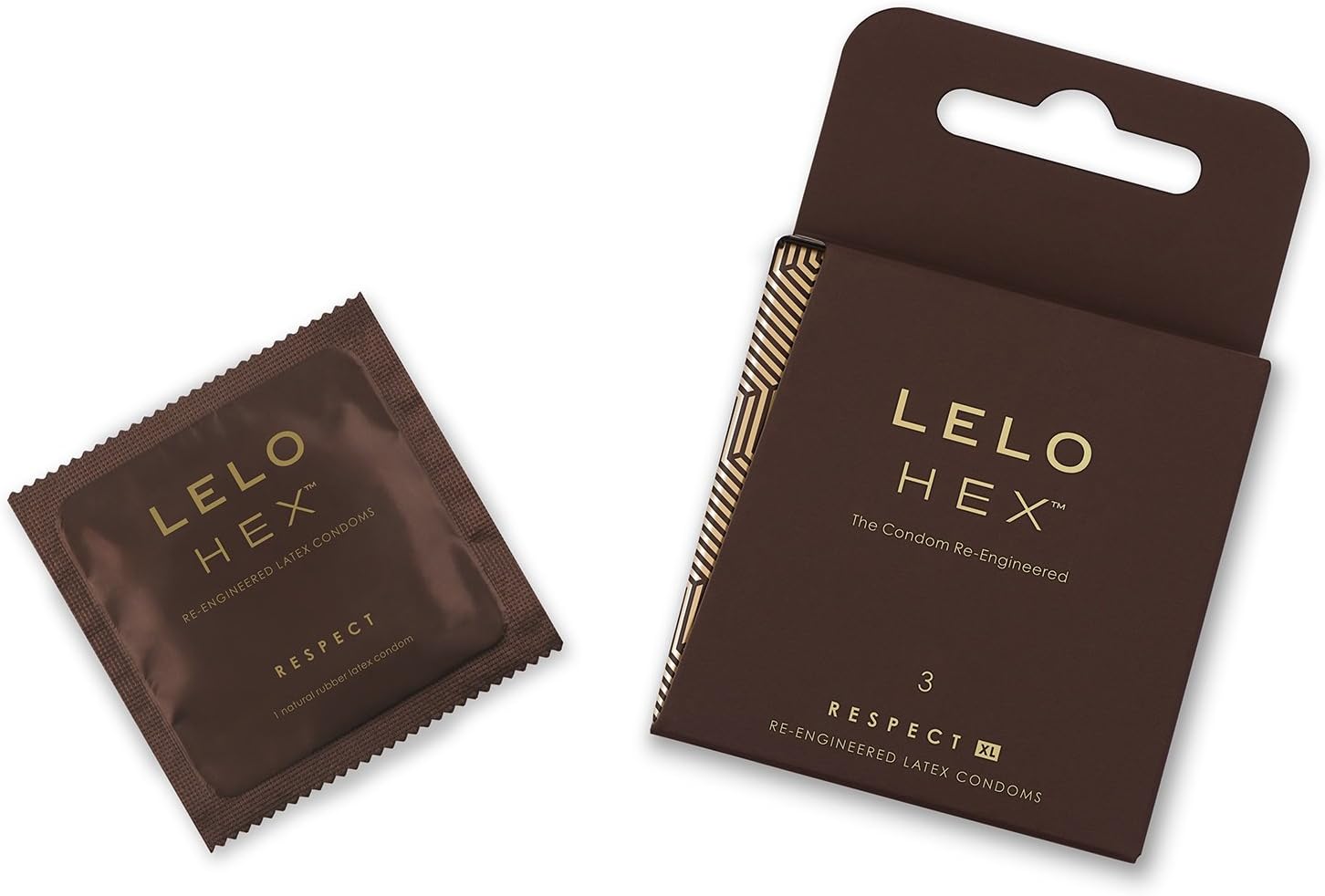 LELO HEX Respect, XL Size, Luxury Condoms with Unique Hexagonal Structure, Thin Yet Strong Latex ...