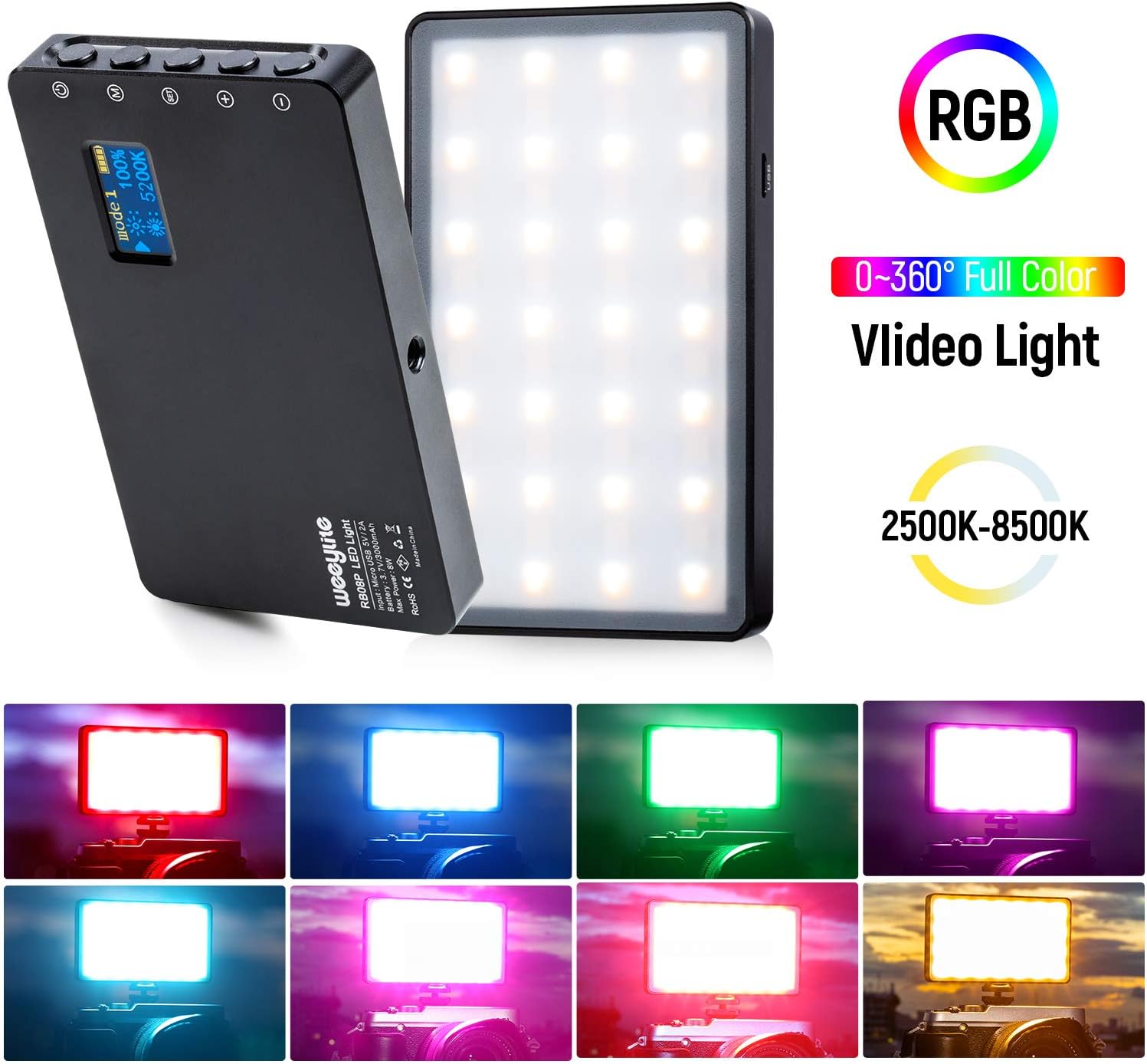 Amazon.com : RGB LED Full Color Light，Pocket Camera Camcorder Video ...
