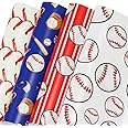 Amazon.com: Mpanwen Baseball Wrapping Paper for Boys Kids, 12 Sheets ...