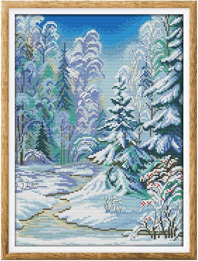 Cross stitch cloth Winter Forest Cross Stitch Kit14ct 11ct Count ...
