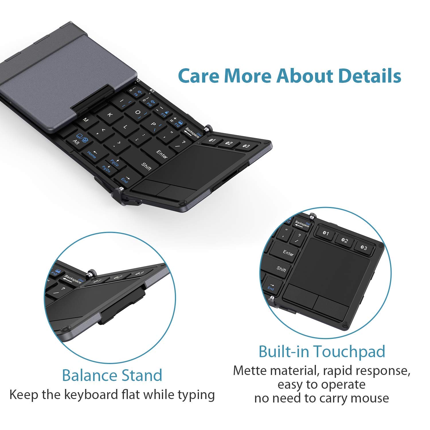 Mua Bluetooth Keyboard, BK08 Folding Keyboard with Sensitive Touchpad (Sync Up to 3 Devices ...