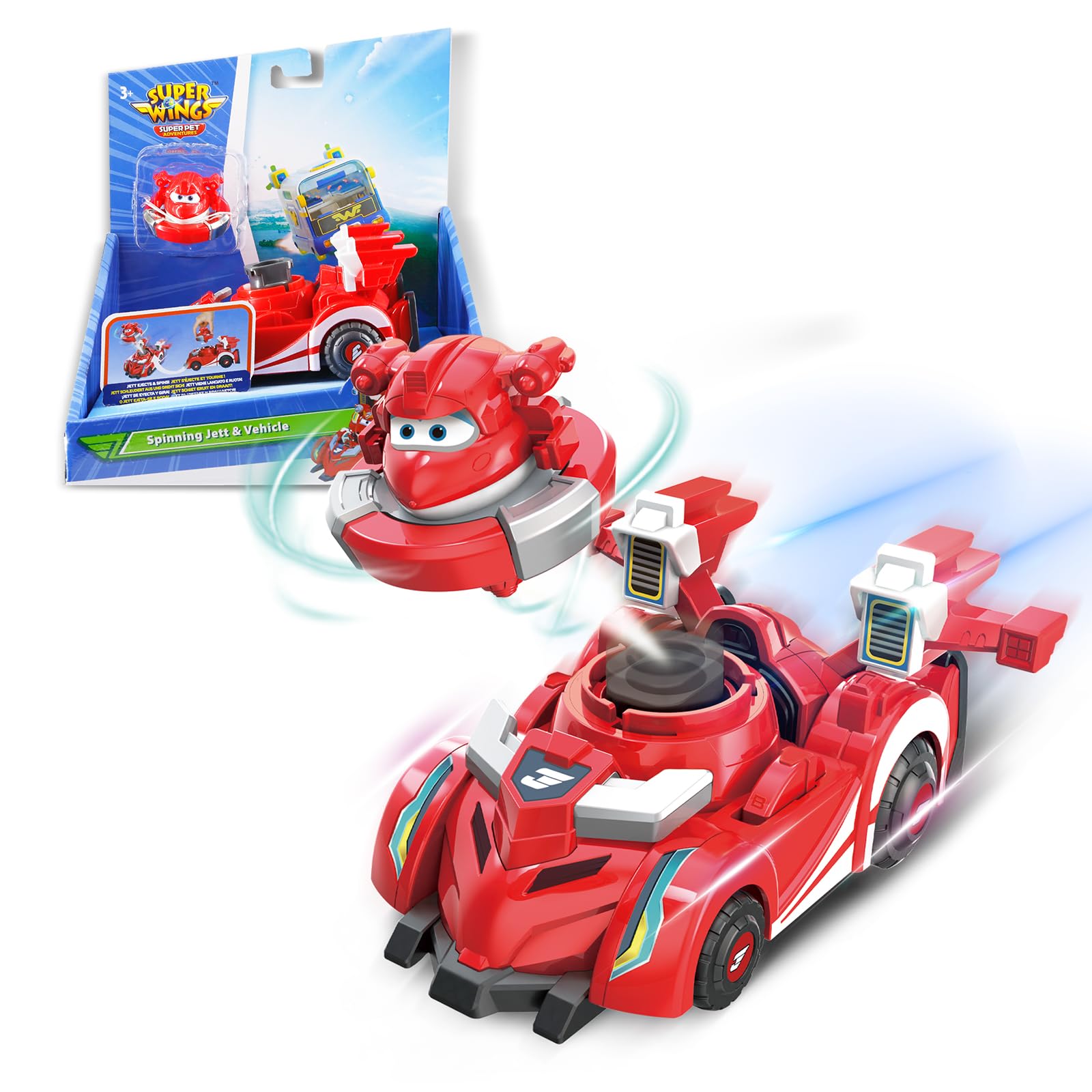 Super Wings Race Car Toys, 5 in Jett Spinning Tops and Race Car Toys ...