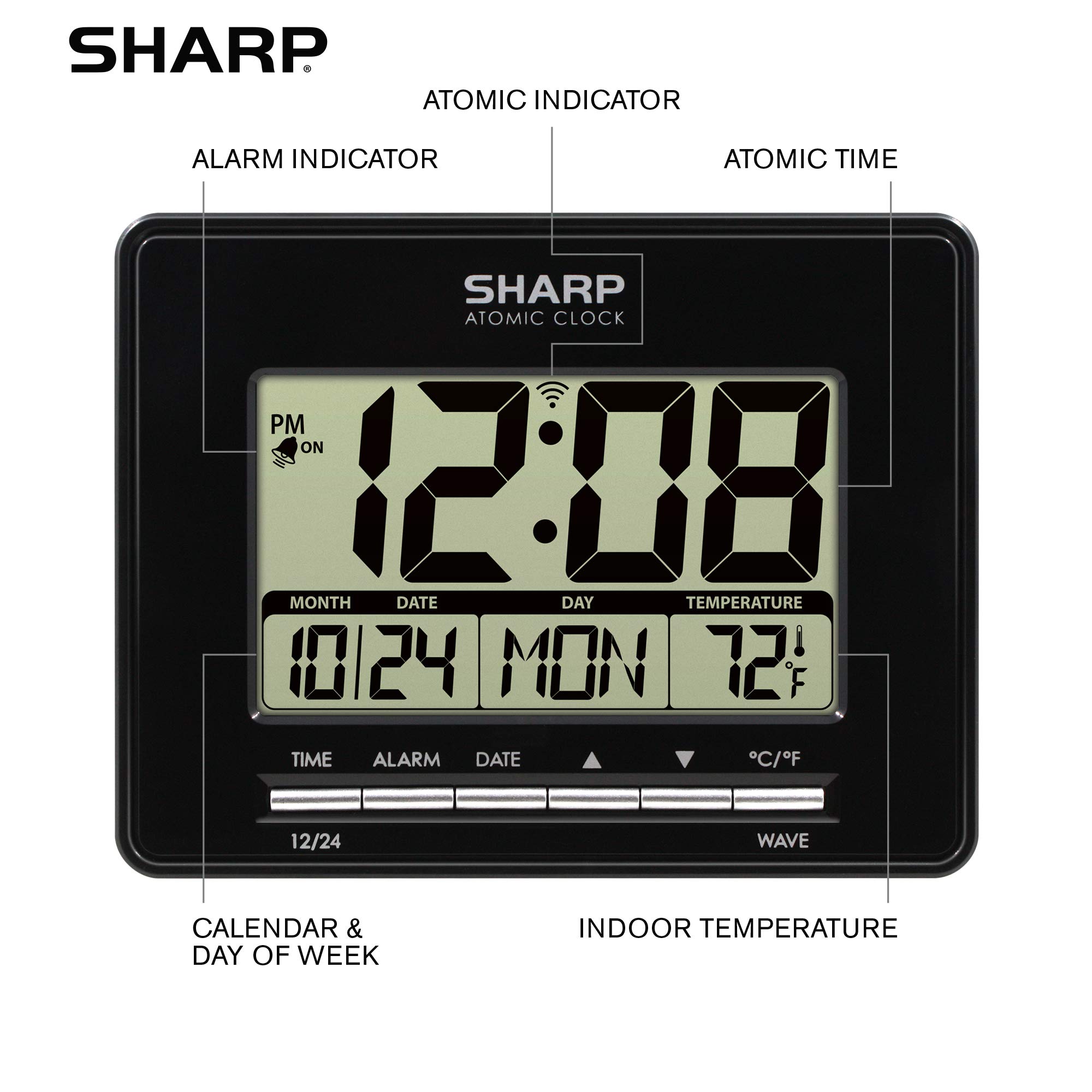 Mua Sharp Atomic Desktop Clock – Auto Set Digital Alarm Clock - Atomic ...